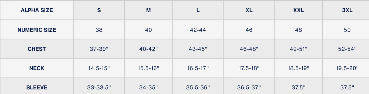 Mens Size Chart – Peter Millar Canada