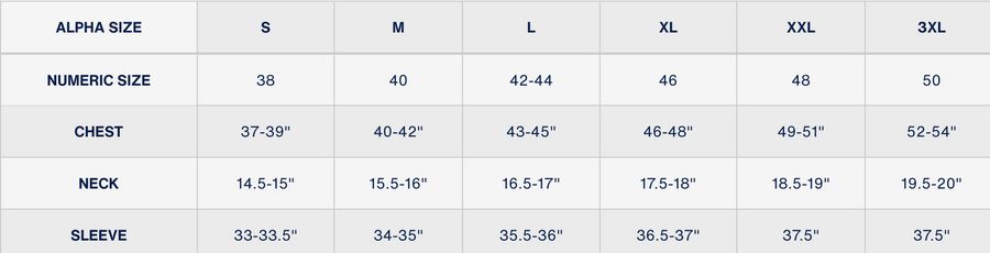Mens Size Chart – Peter Millar Canada